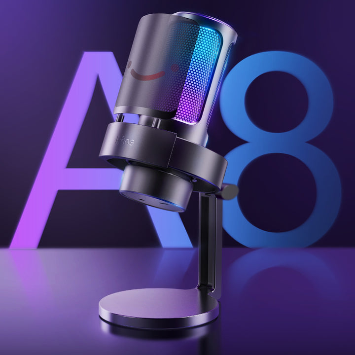 AmpliGame A8 USB Streaming Microphone with RGB, Lighting Control, Mute